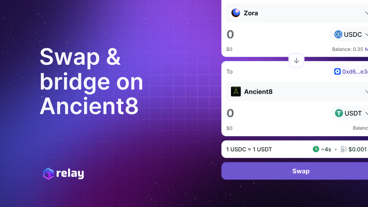 How to Swap and Bridge on Ancient8 Using Relay