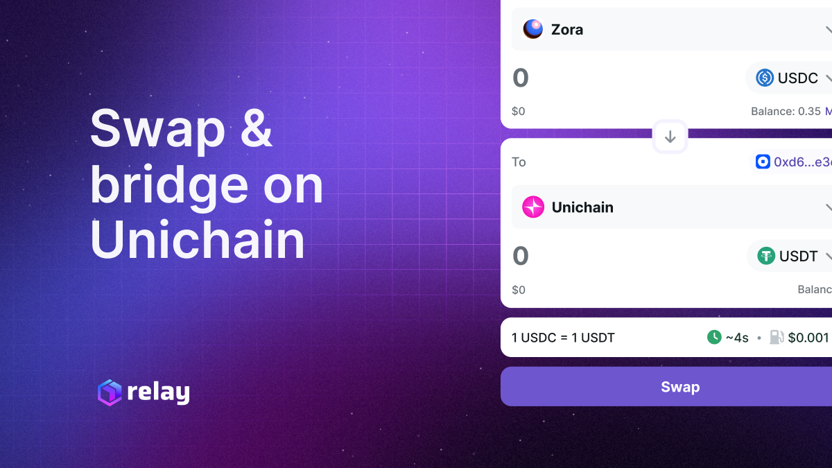 Swapping & Bridging on Unichain with Relay